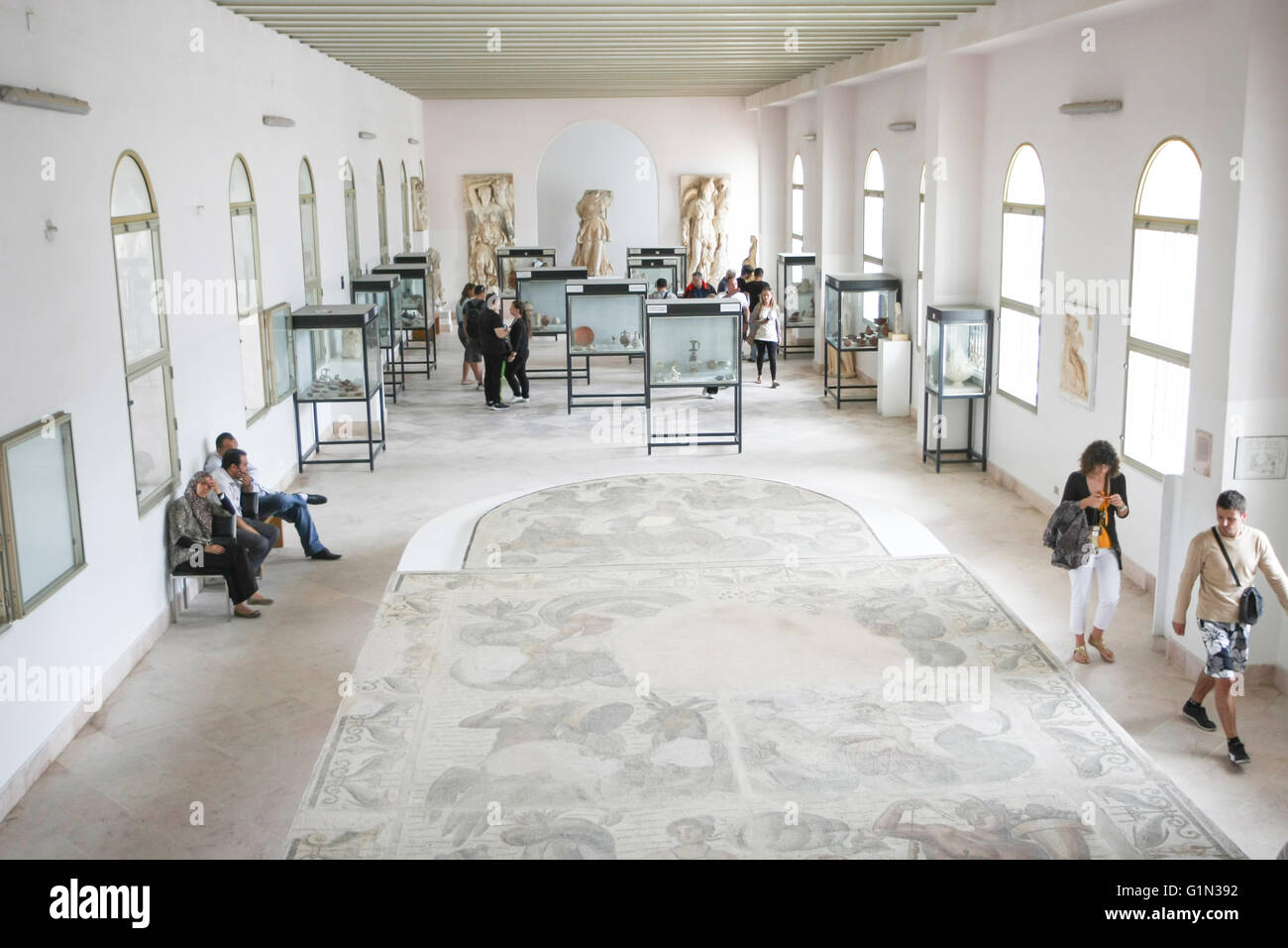 People visiting the museum of Carthage National Museum in the ancient ...