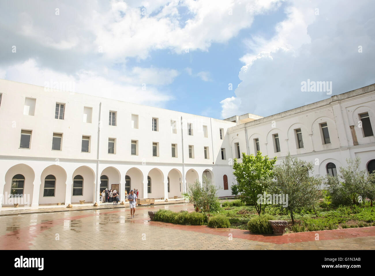 People visiting the museum of Carthage National Museum in the ancient ...
