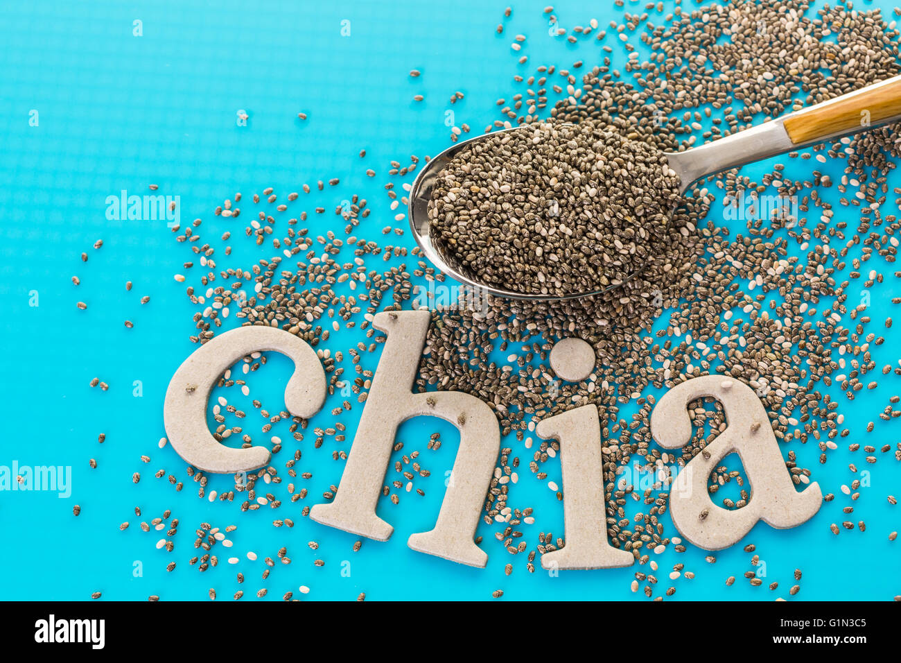 Healthy Chia seeds with chia sign close-up Stock Photo - Alamy