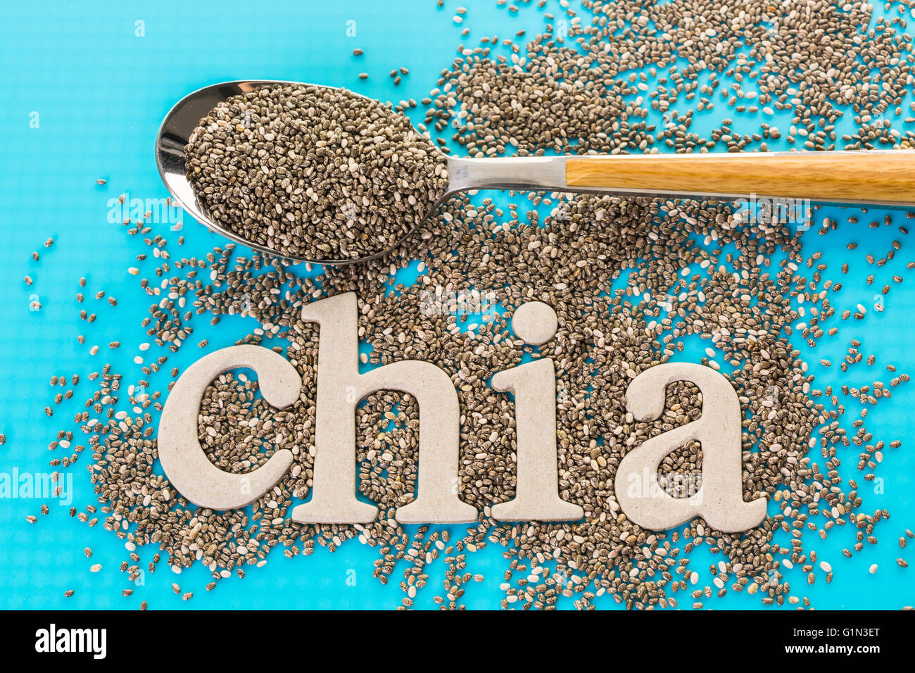 Healthy Chia seeds with chia sign close-up Stock Photo - Alamy