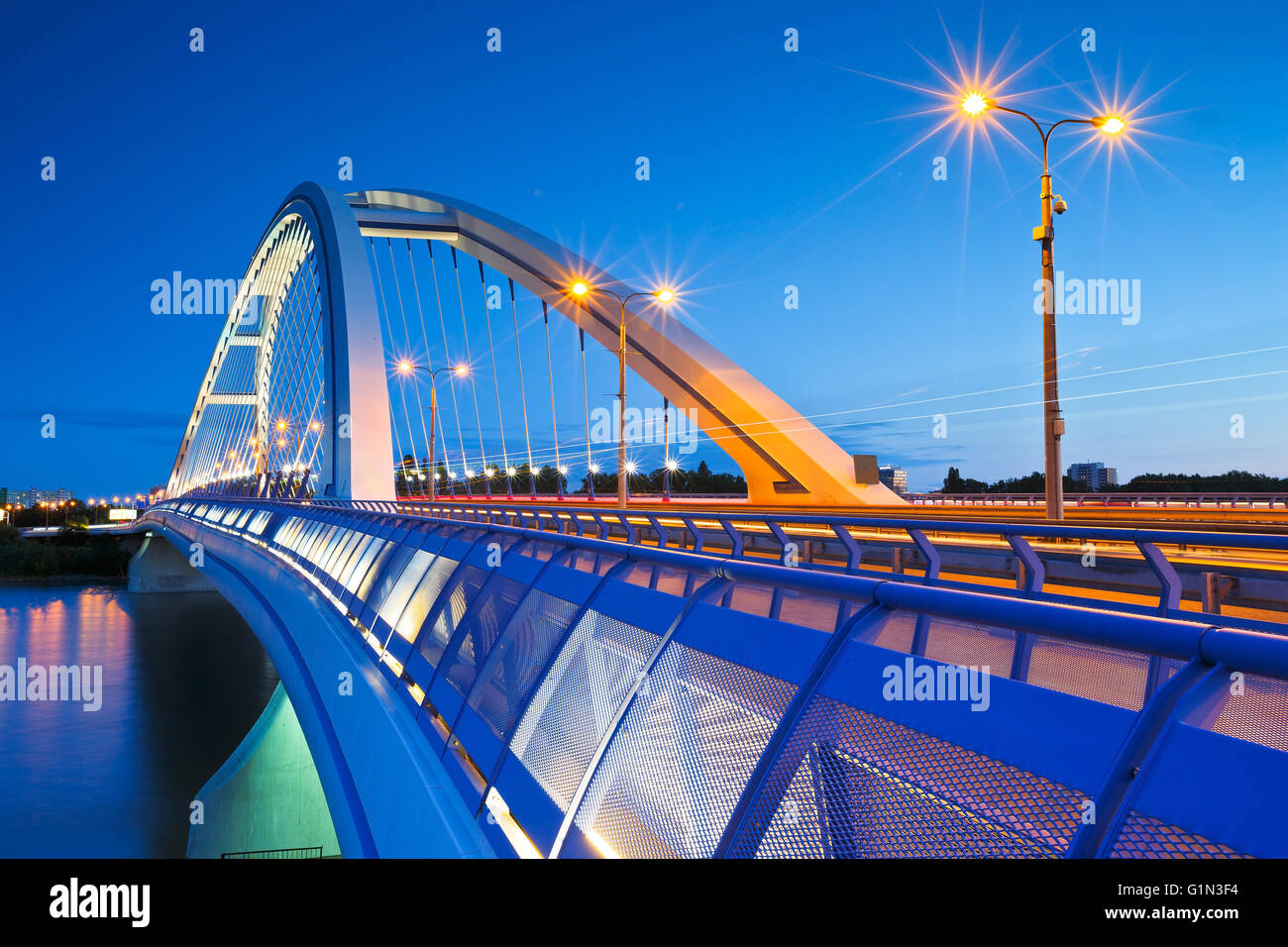 Apollo bridge over river Danube in Bratislava, Slovakia Stock Photo - Alamy