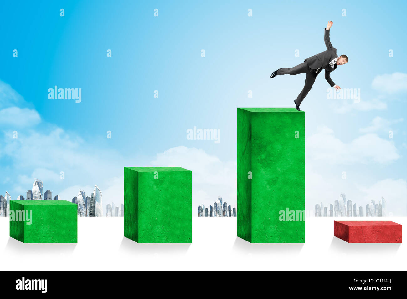 Businessmen falling down toward economic crisis Stock Photo - Alamy