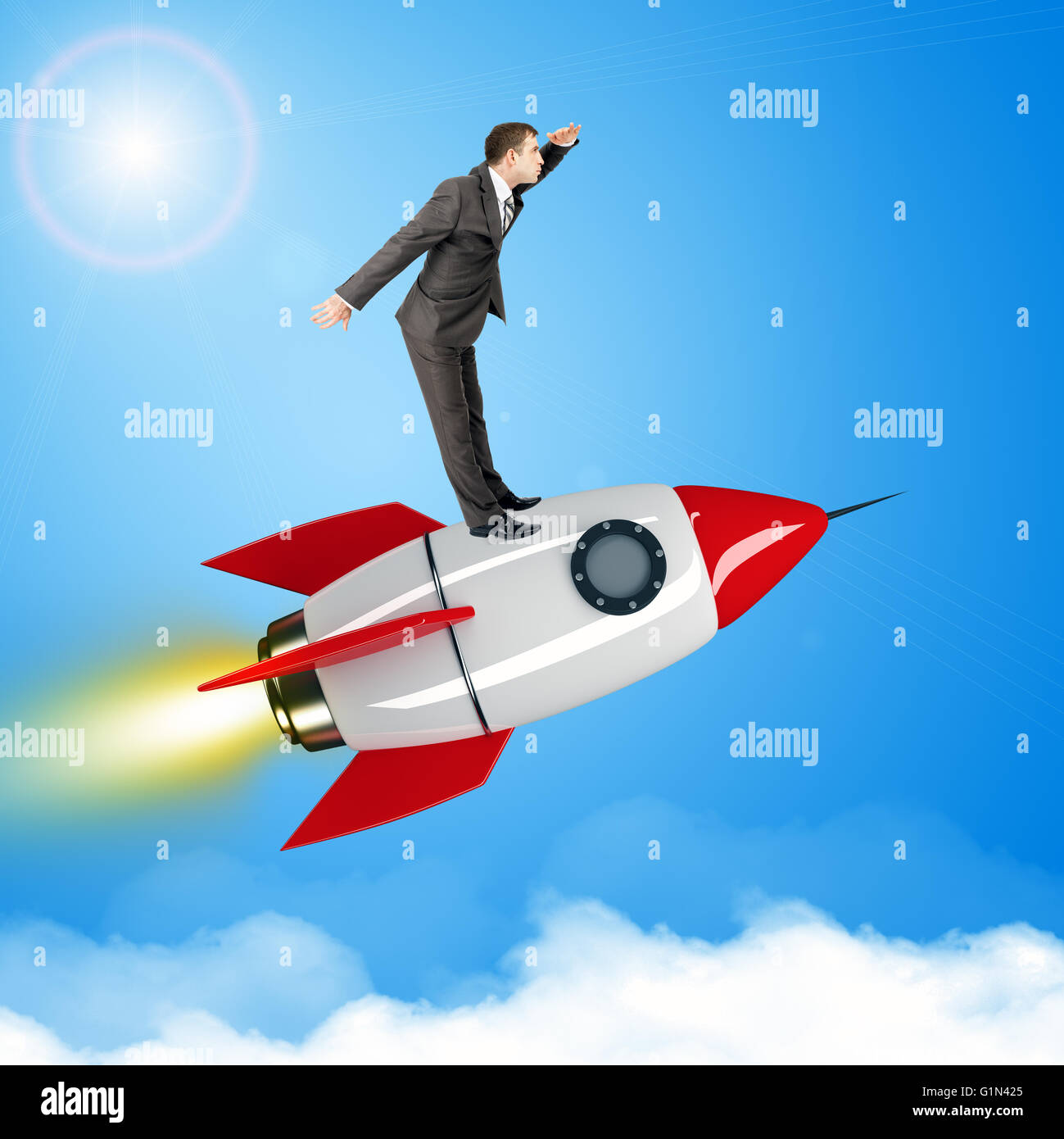 Flying rocket man hi-res stock photography and images - Alamy