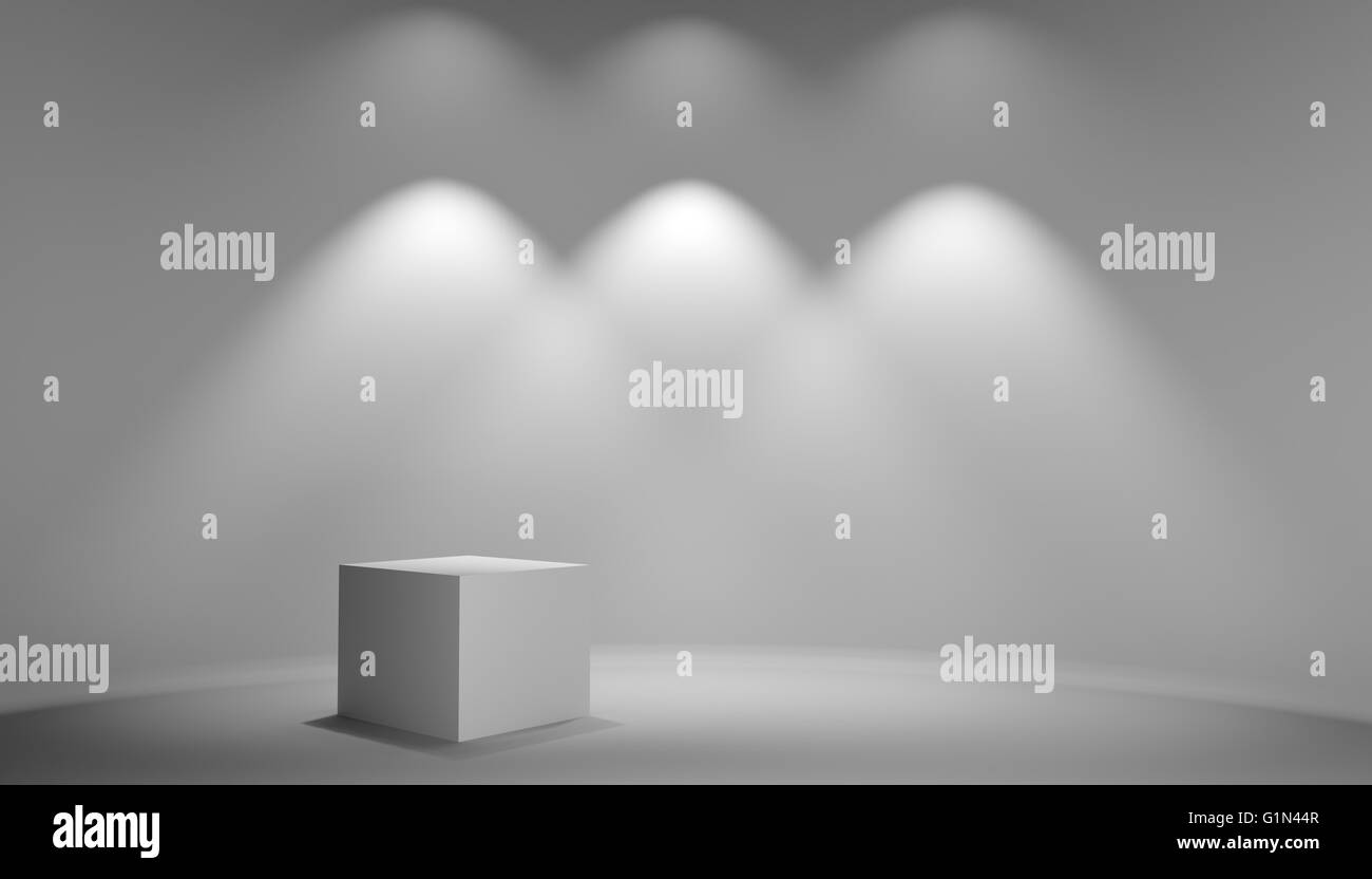 White cube in gray studio Stock Photo - Alamy