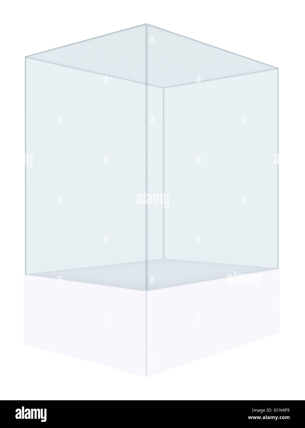 Glass cube on pedestal Cut Out Stock Images & Pictures - Alamy