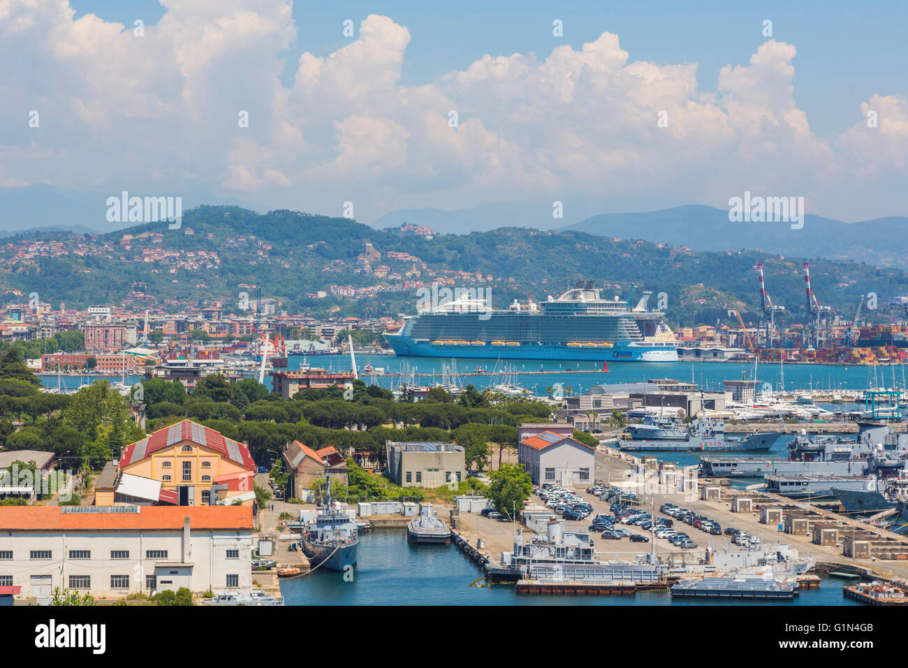 La Spezia, La Spezia Province, Liguria, Italy. View of the city and ...