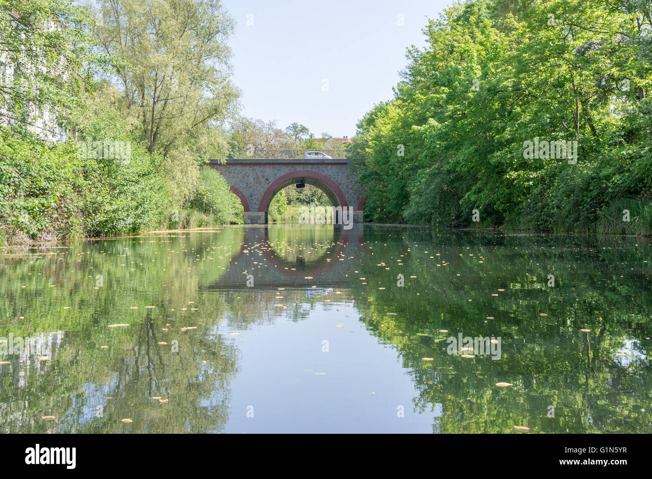 Bridge and the reflections of it in Leipzig Stock Photo - Alamy