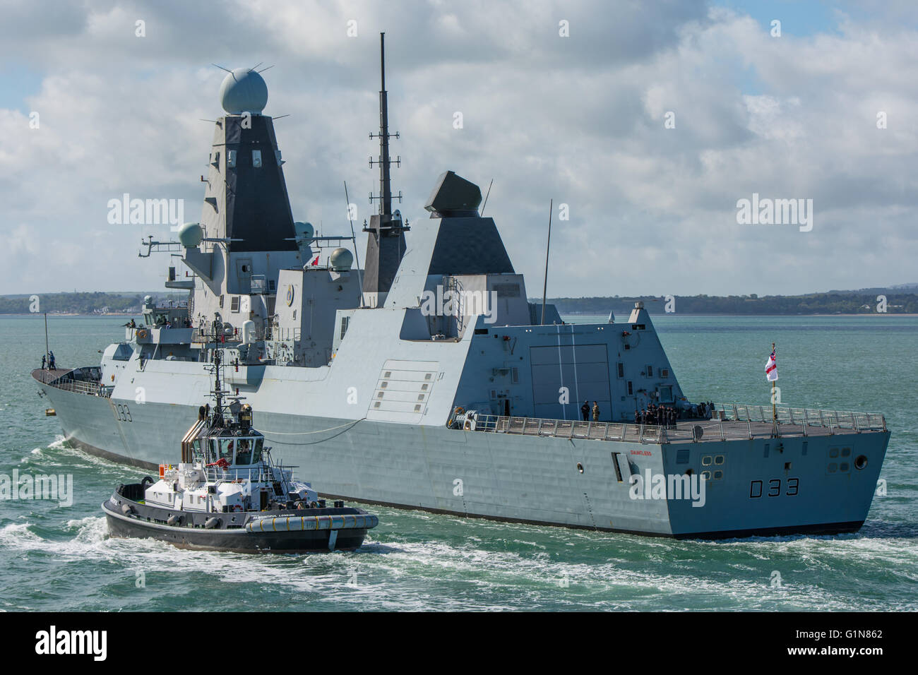 The British Royal Navy warship HMS Dauntless (D33) a Type 45 destroyer ...