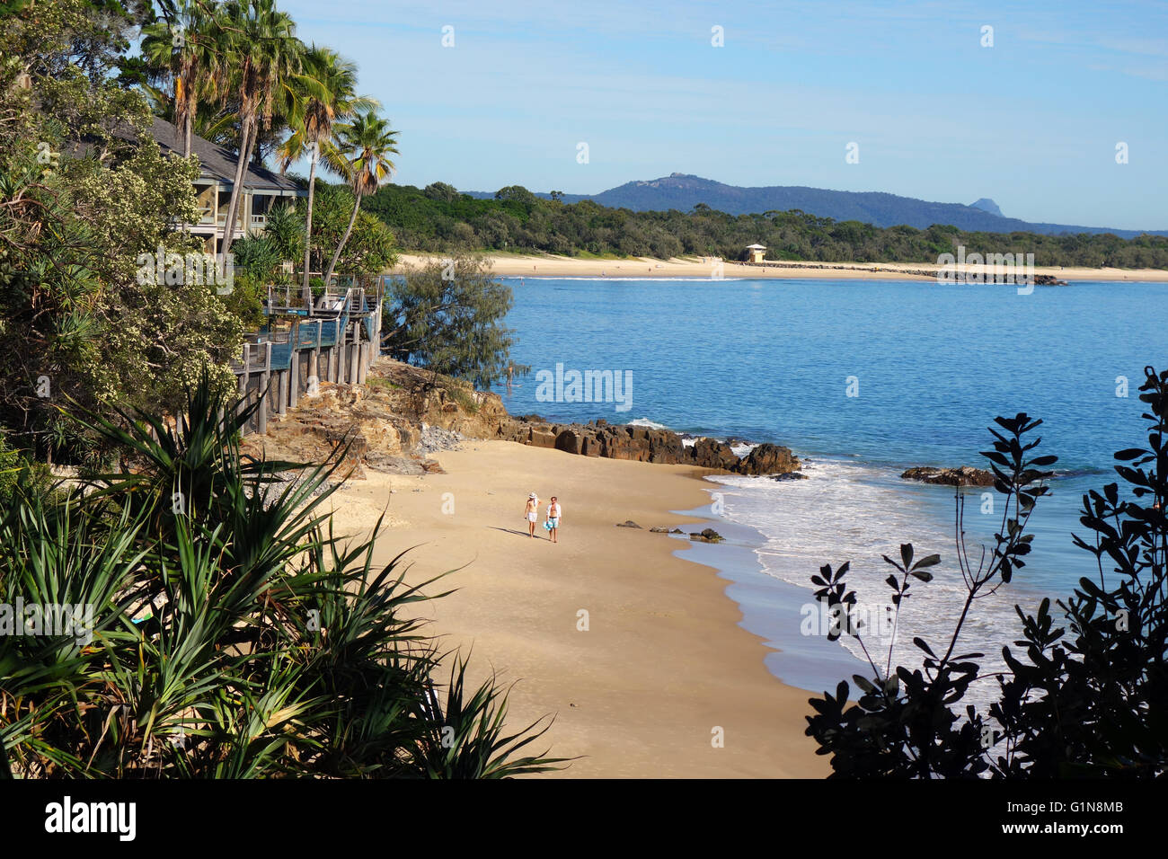 People on the beach at Little Bay, Noosa Shire, Sunshine Coast ...