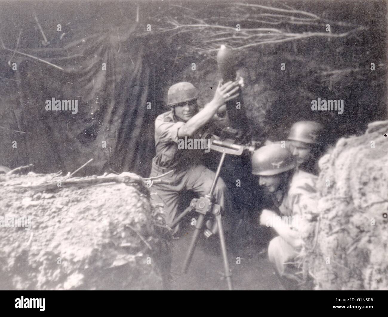 German Paratroops Fire Mortar Normandy France 1944 Stock Photo - Alamy