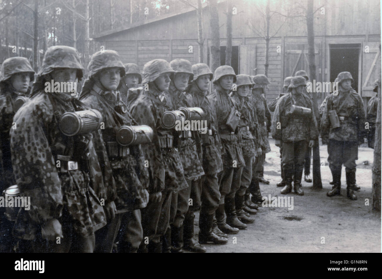 Waffen SS Men on Assemble in Camouflage attire France 1940 Stock Photo ...