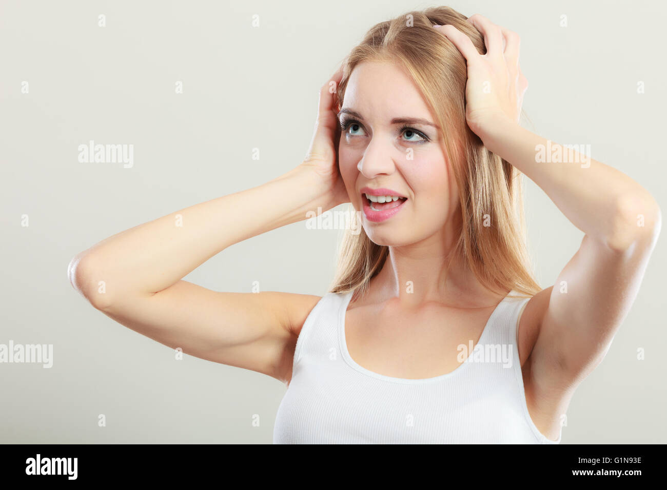 Negative human emotions, facial expressions, reaction attitude. Closeup ...