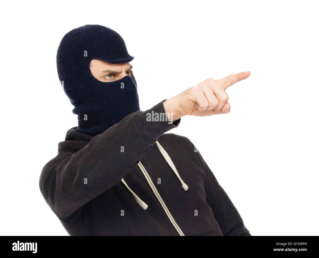 Thief in a mask, isolated on white Stock Photo - Alamy