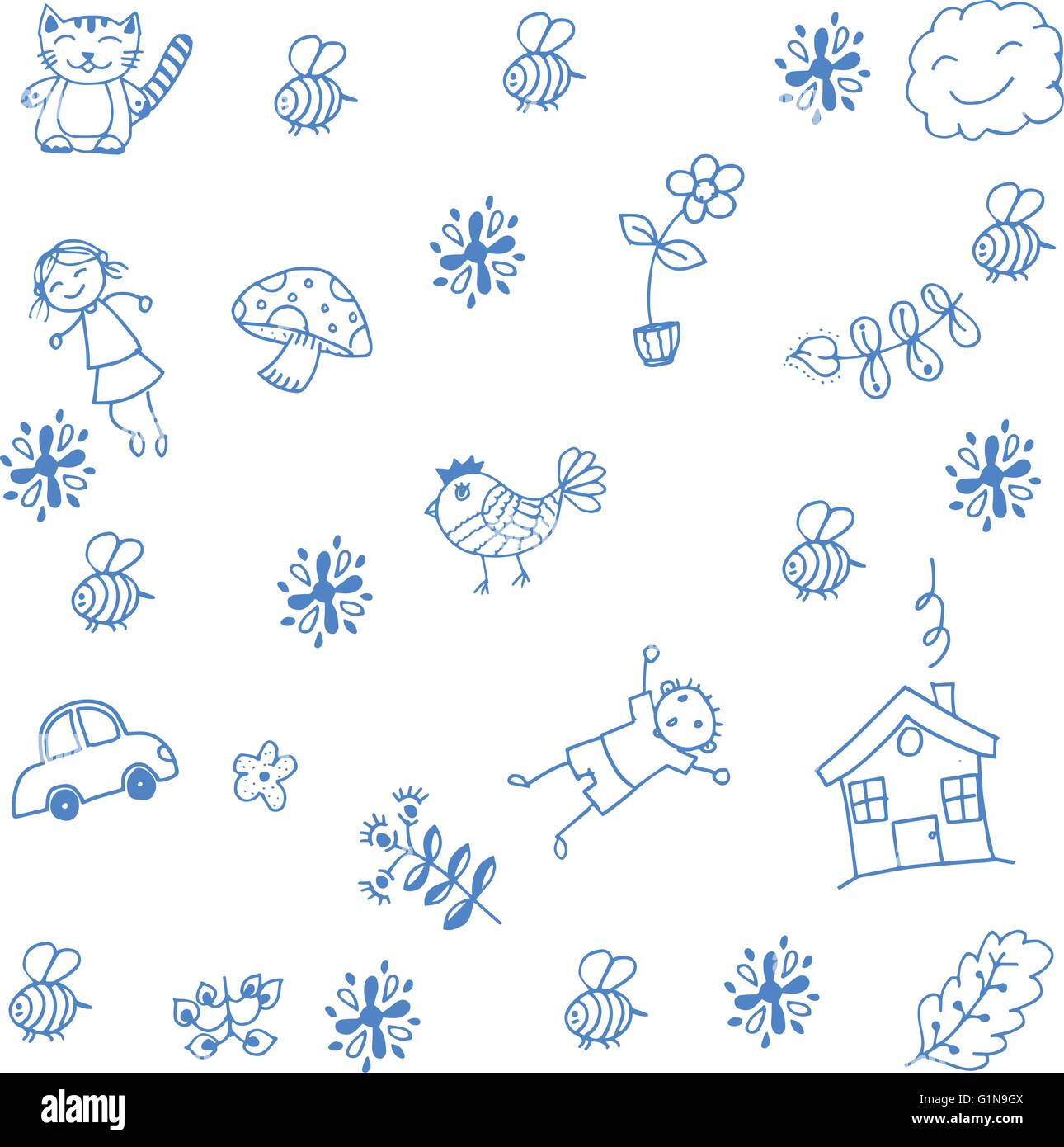Doodle people pattern hand Stock Vector Images - Alamy
