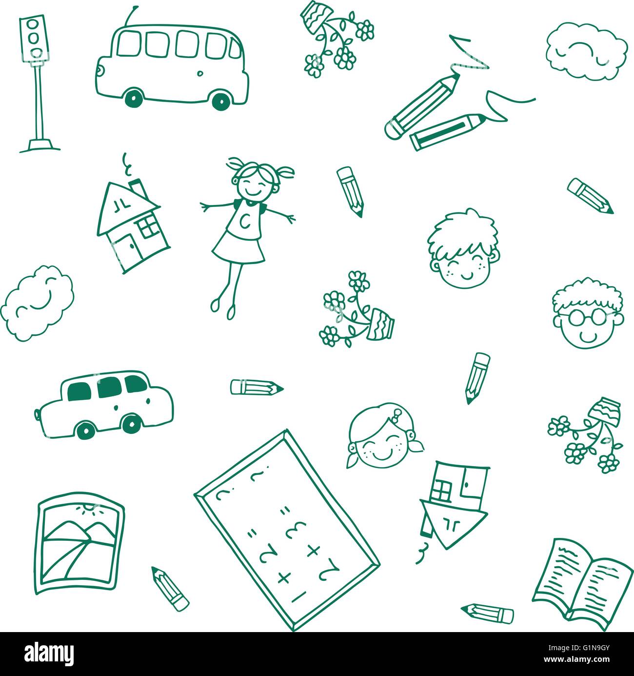 happy kids school doodle art Stock Vector Image & Art - Alamy