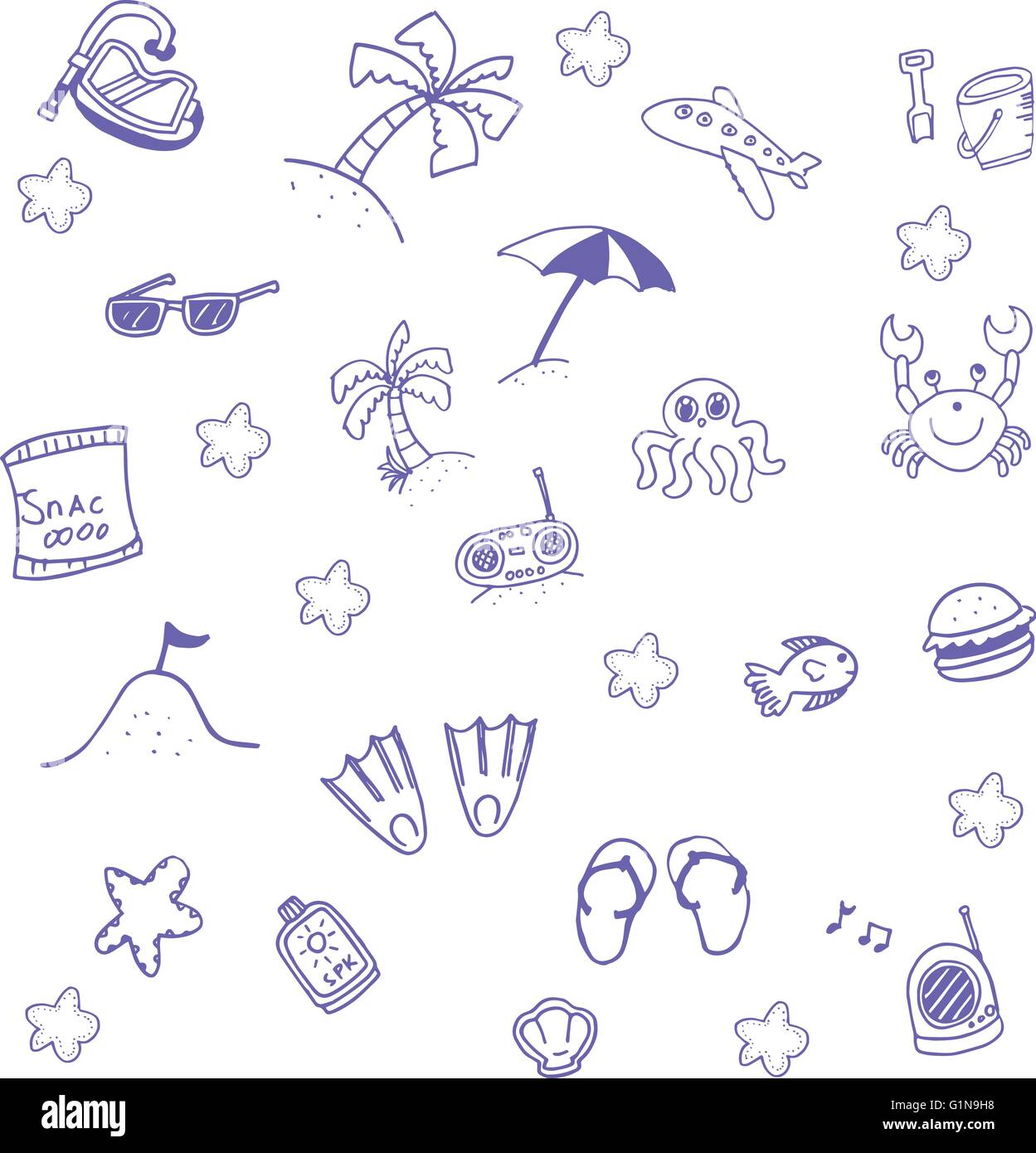 Beach summer doodle art Stock Vector Image & Art - Alamy