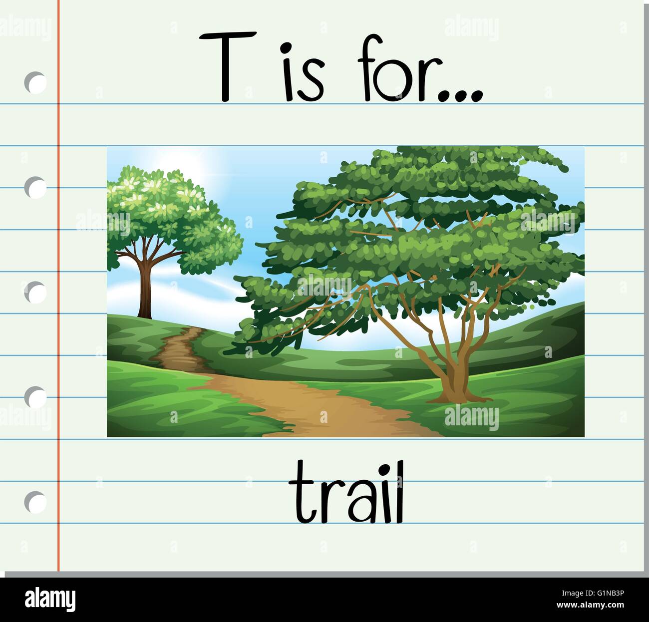 Flashcard letter T is for trail illustration Stock Vector Image & Art ...