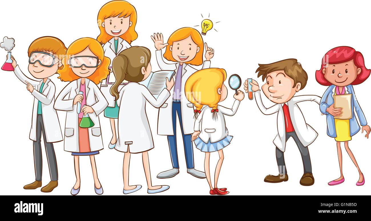 Scientists and teacher together illustration Stock Vector Image & Art ...