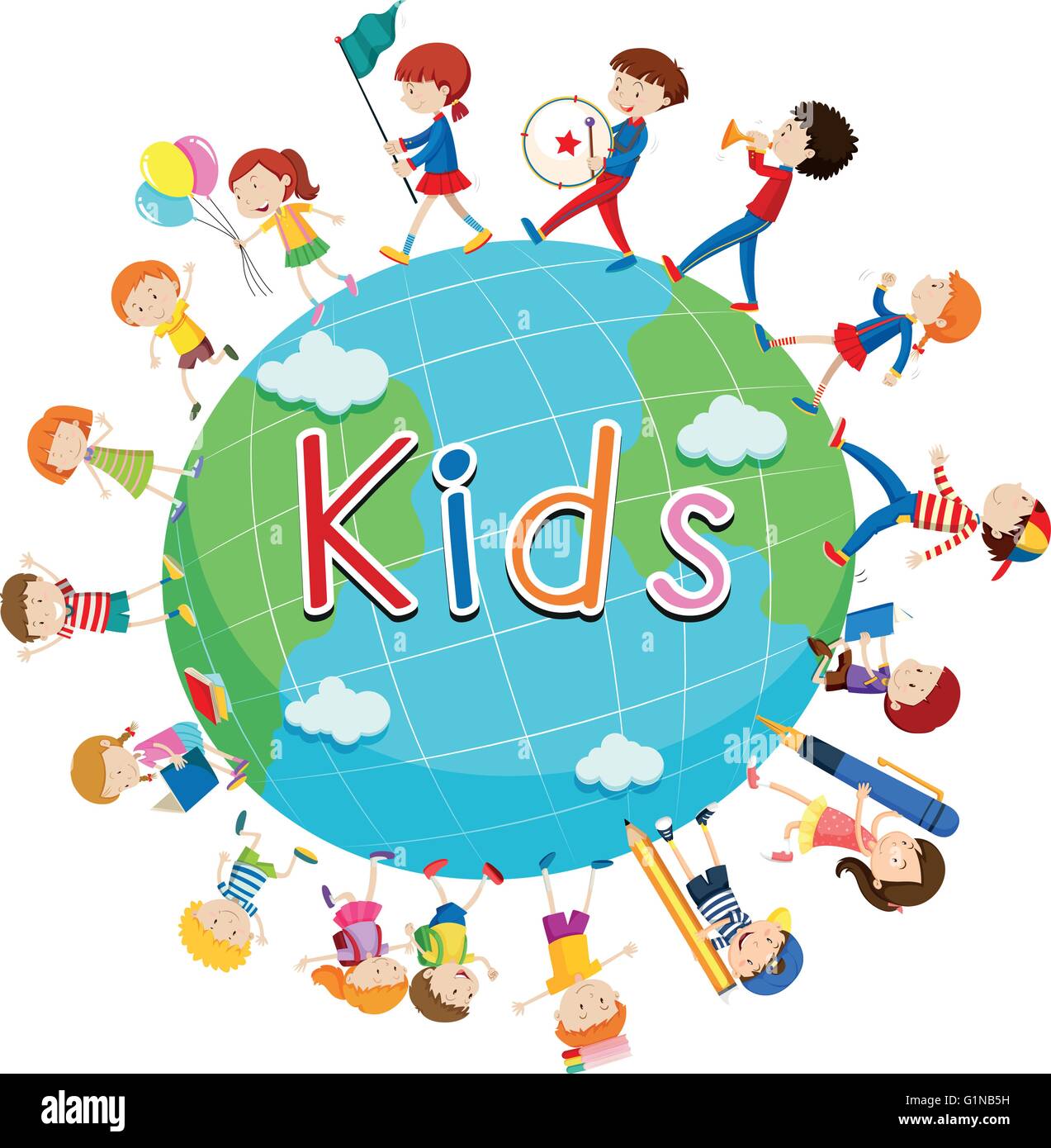 Children doing things around the world illustration Stock Vector Image ...