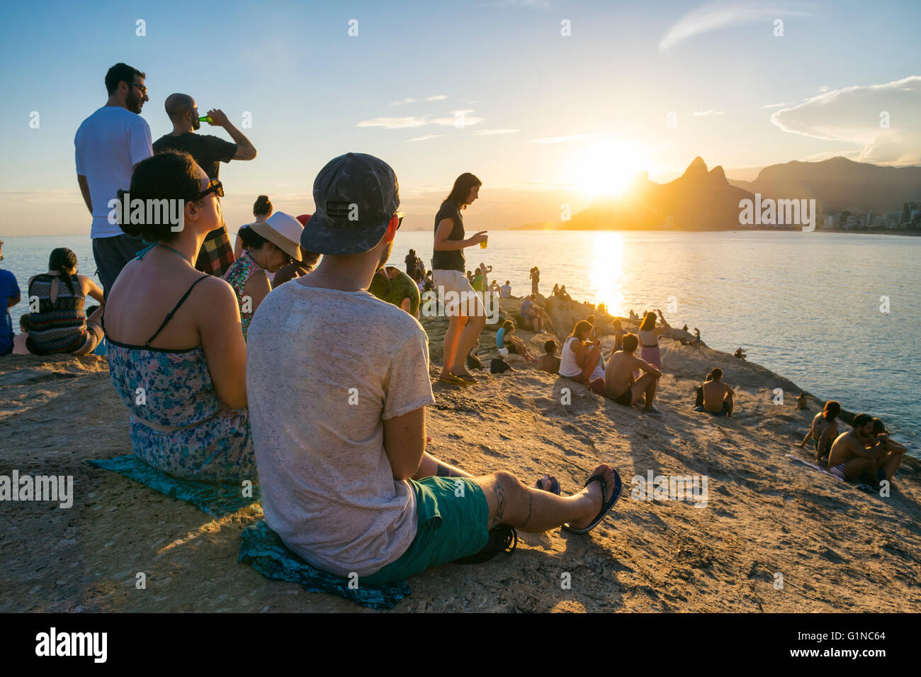RIO DE JANEIRO - FEBRUARY 26, 2016: Crowds of people gather to watch ...