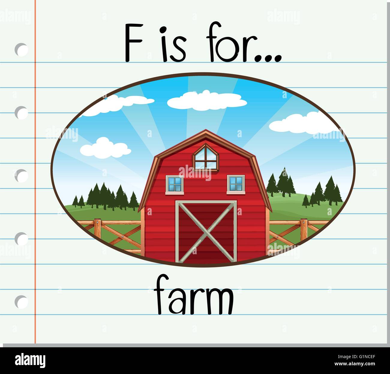 Flashcard letter F is for farm illustration Stock Vector Image & Art ...
