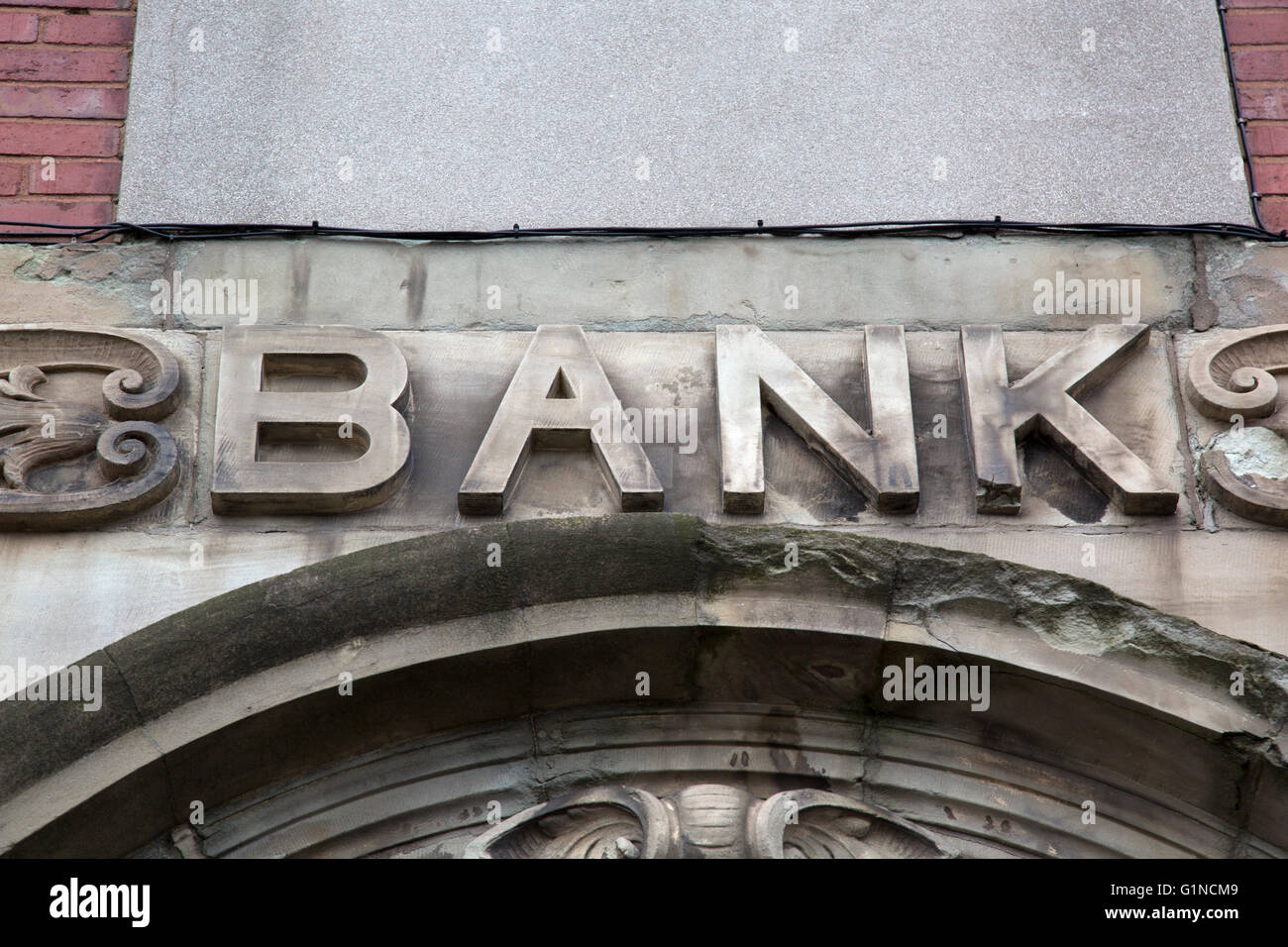 Bank Sign on Building Facade Stock Photo - Alamy