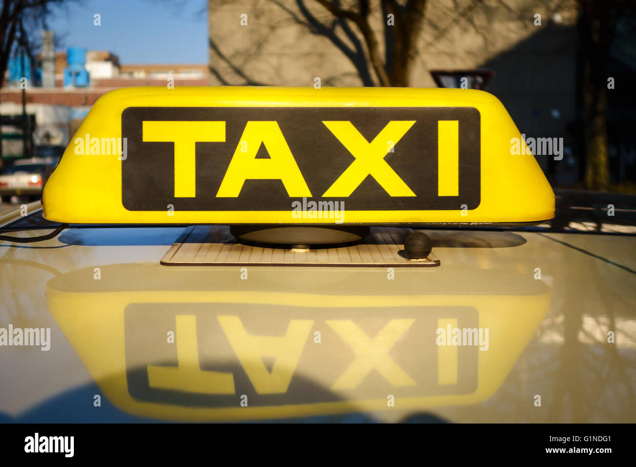 A taxi sign Stock Photo - Alamy