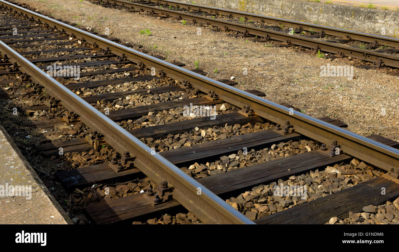 Old rails on the platform Stock Photo - Alamy