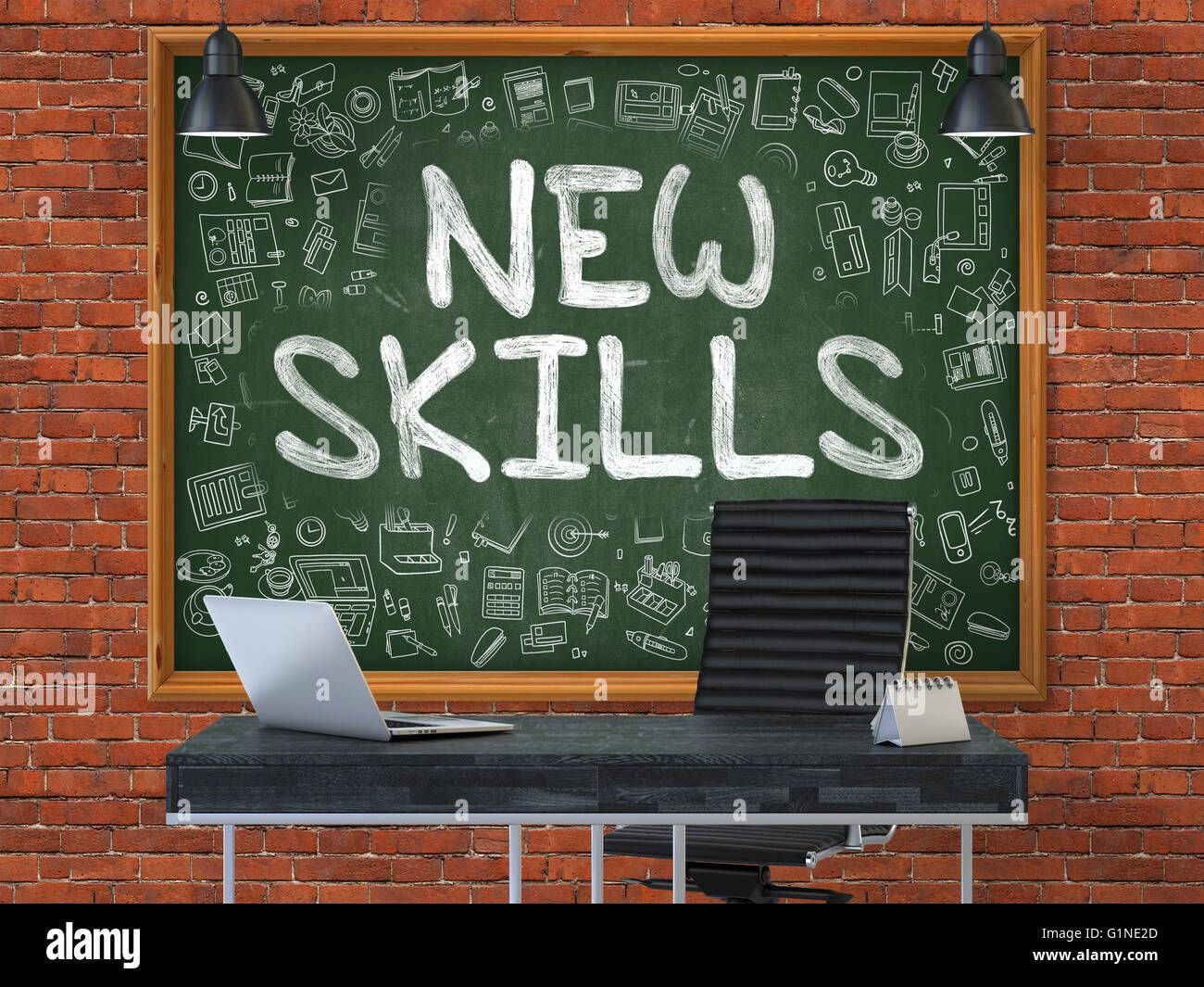 New Skills - Hand Drawn on Green Chalkboard Stock Photo - Alamy