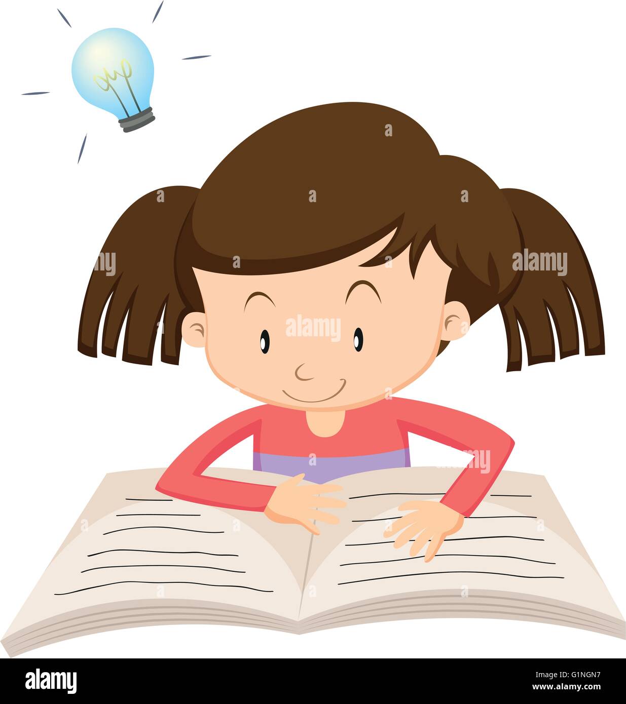 Little reading a book alone illustration Stock Vector Image & Art - Alamy