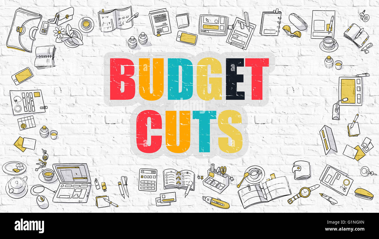 Budget Cuts Concept. Multicolor on White Brickwall Stock Photo - Alamy