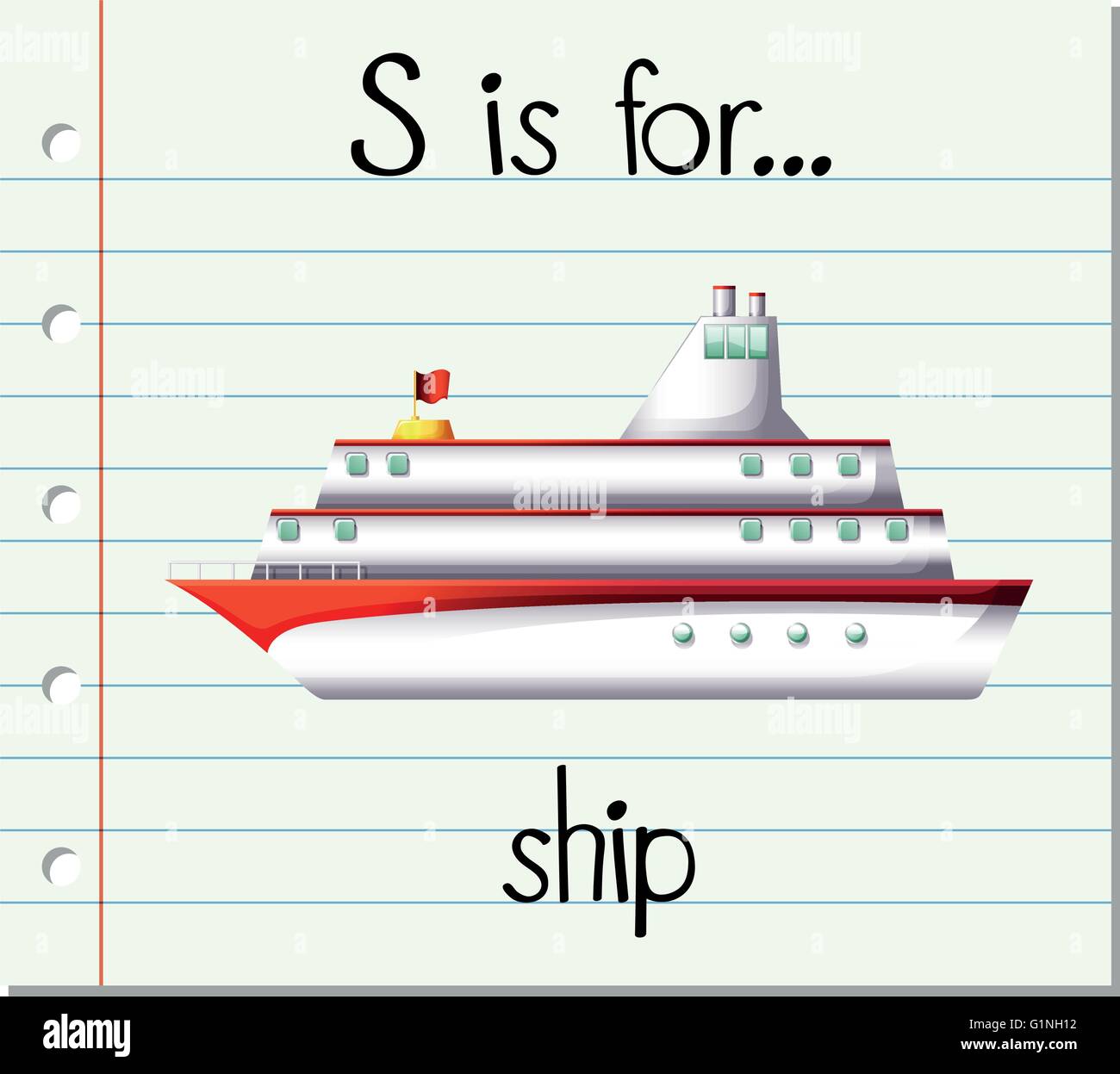 Flashcard letter S is for ship illustration Stock Vector Image & Art ...