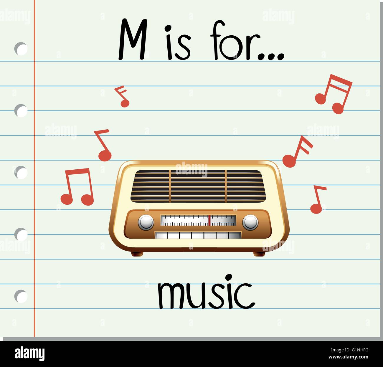 Flashcard letter M is for music illustration Stock Vector Image & Art ...