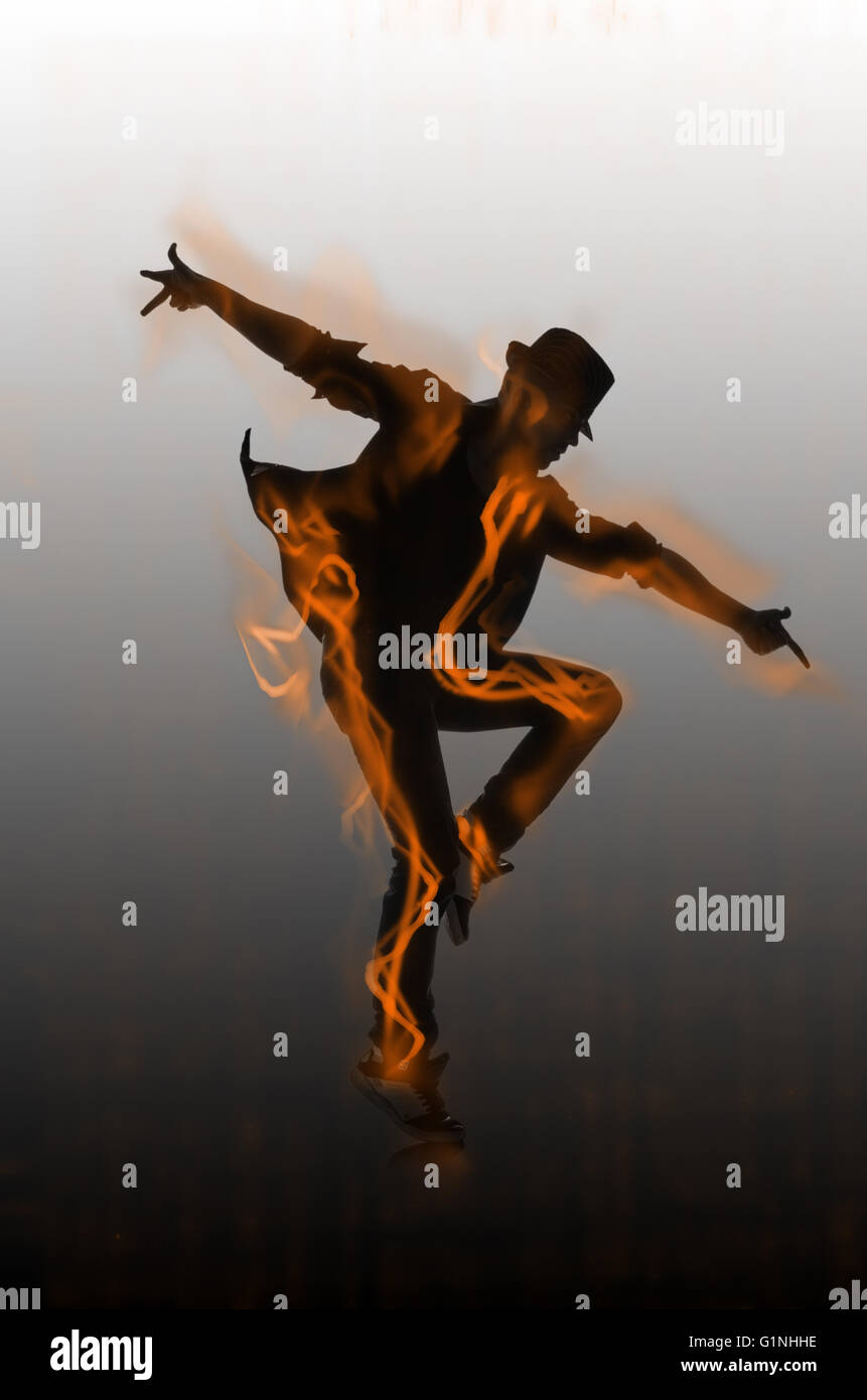 Man fire dancing on rock hi-res stock photography and images - Alamy