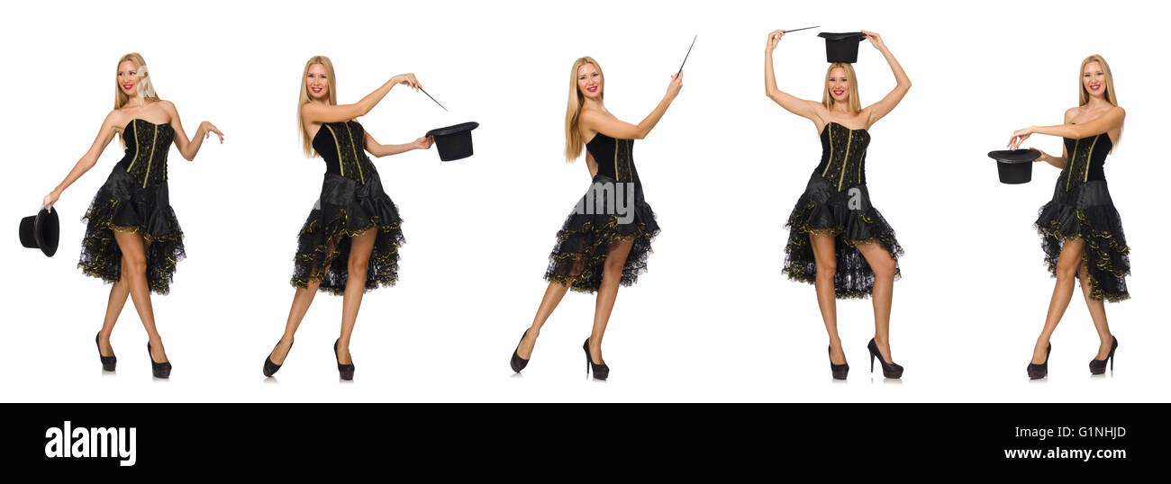 Composite photo of woman doing tricks Stock Photo - Alamy