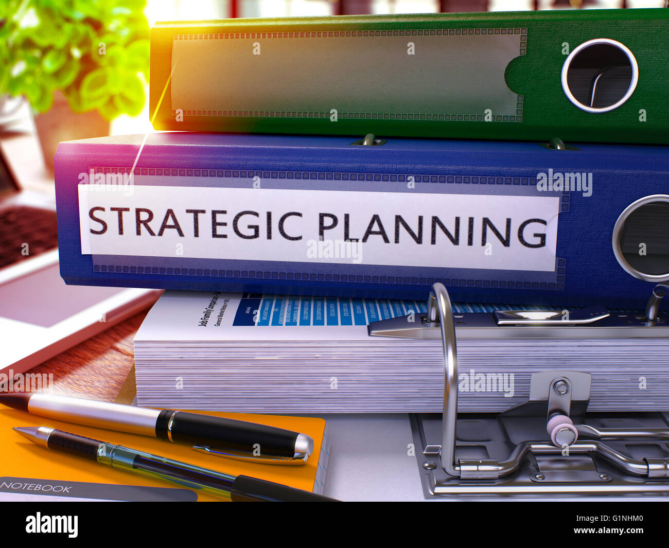 Strategic Planning on Blue Office Folder. Toned Image Stock Photo - Alamy