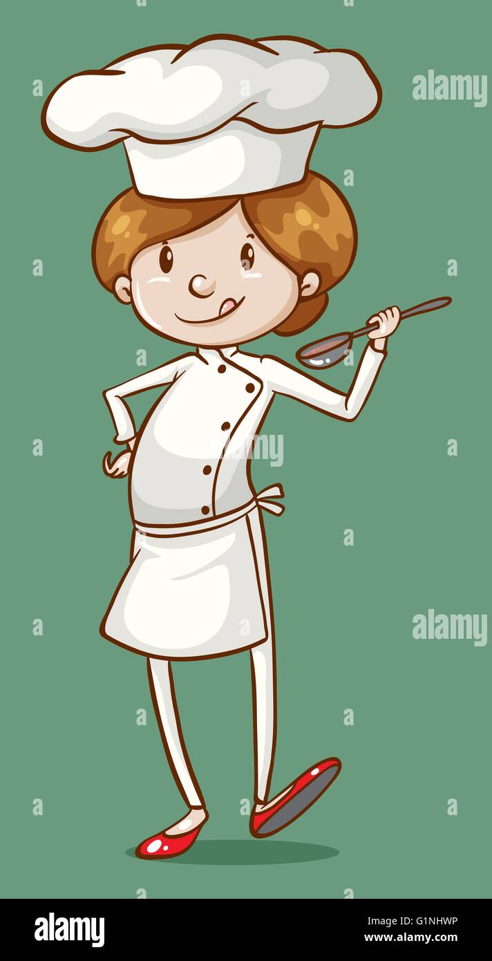 Happy cartoon woman chef standing hi-res stock photography and images ...