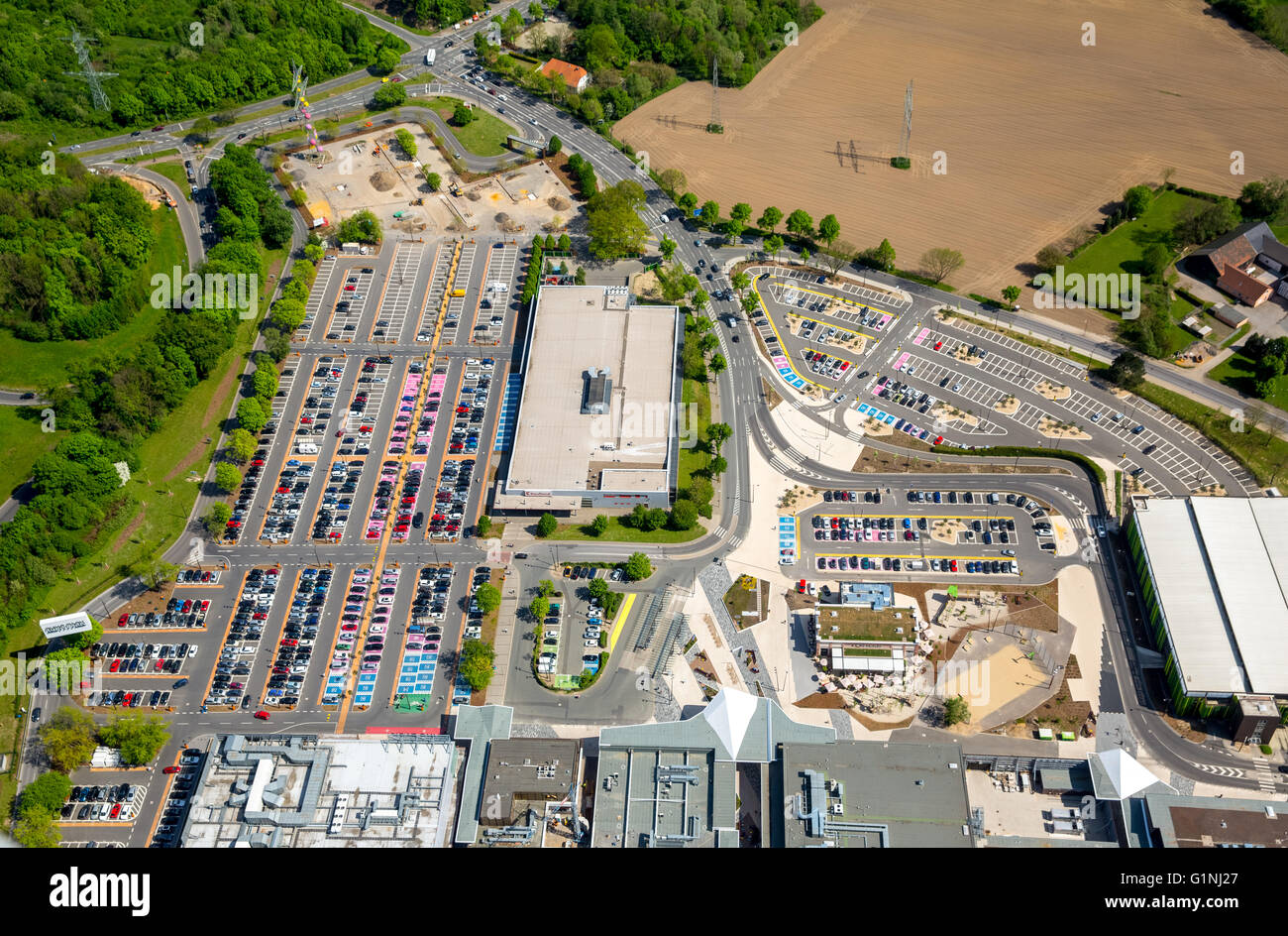 Aerial view, restaurant chain L'Osteria in Ruhr Park shopping center in Bochum, Ruhr Park ...