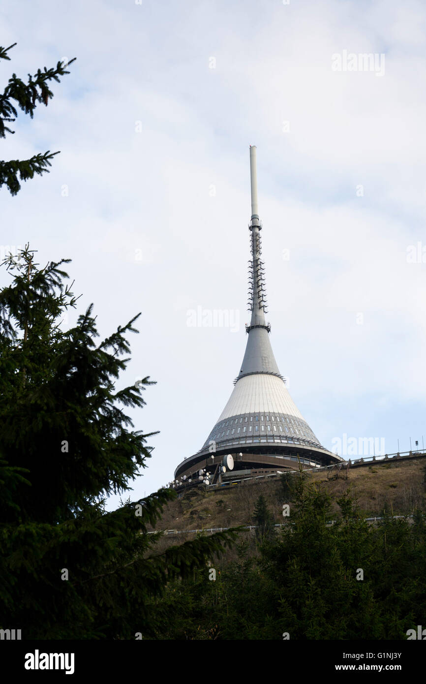 Telecommunication transmitters tower on Jested, Liberec, Czech Republic ...
