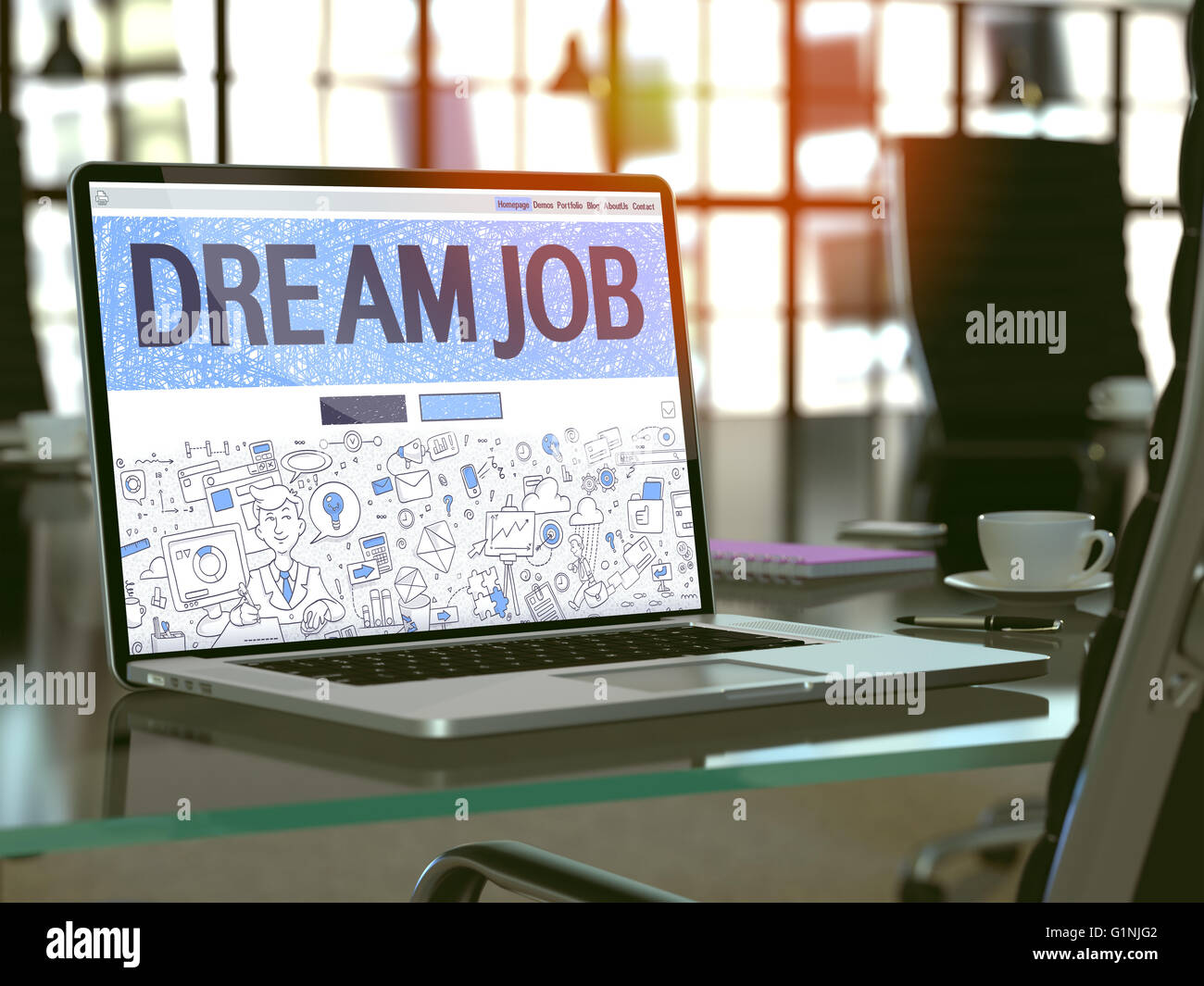 Laptop Screen with Dream Job Concept Stock Photo - Alamy