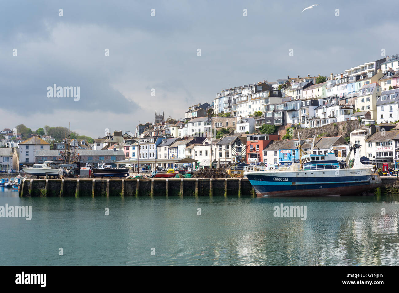 Sea front and harbour at Brixham, Devon, UK Stock Photo - Alamy