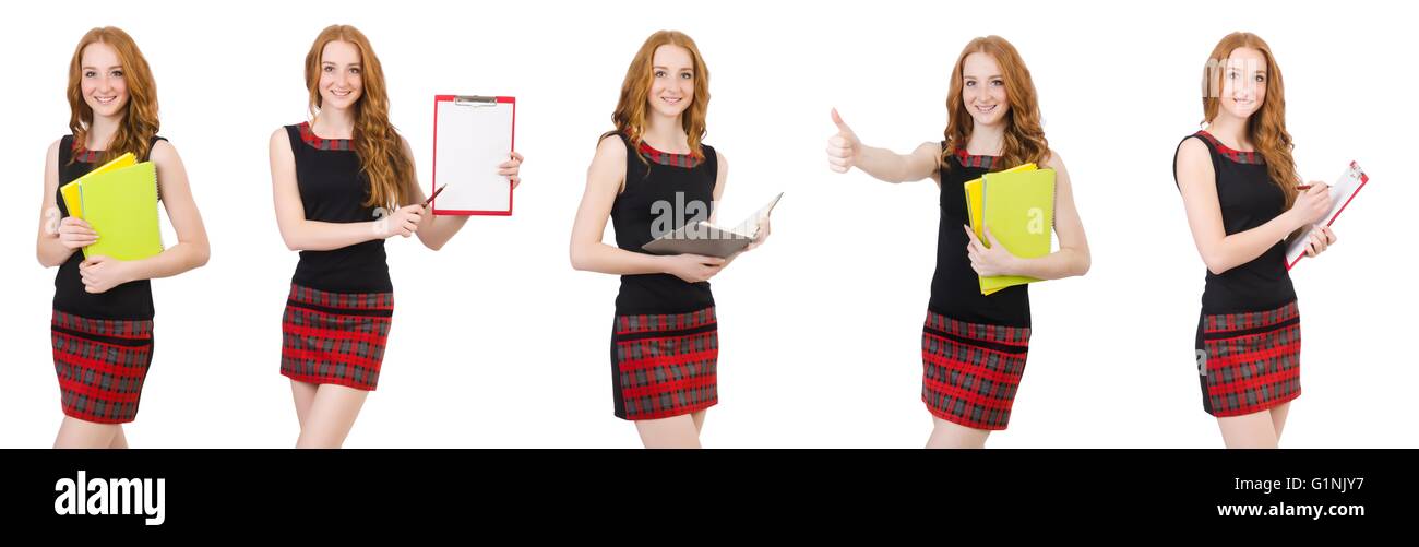 Young student in various poses isolated on white Stock Photo - Alamy