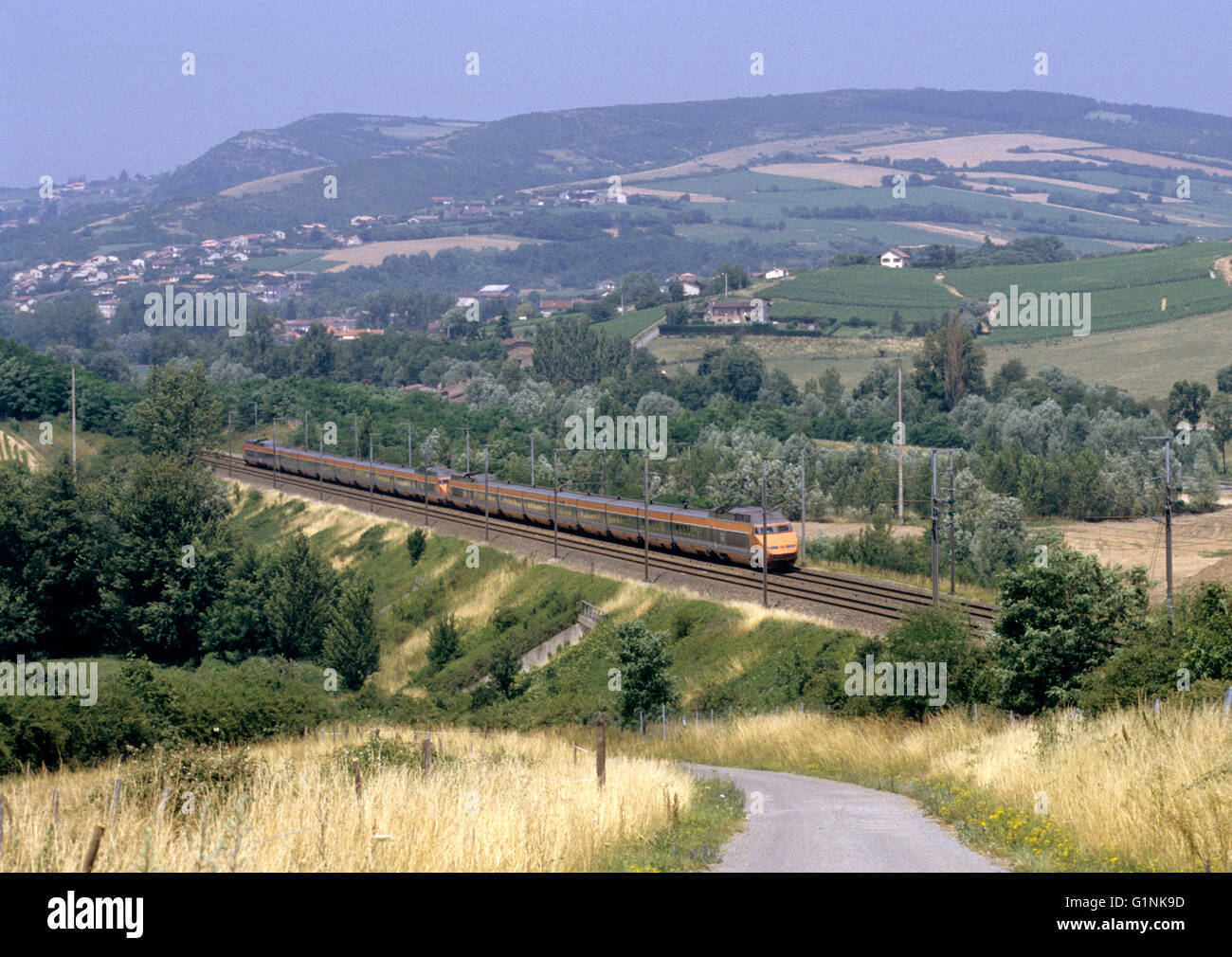 TGV trains between Paris and Lyon in the landscape Stock Photo - Alamy