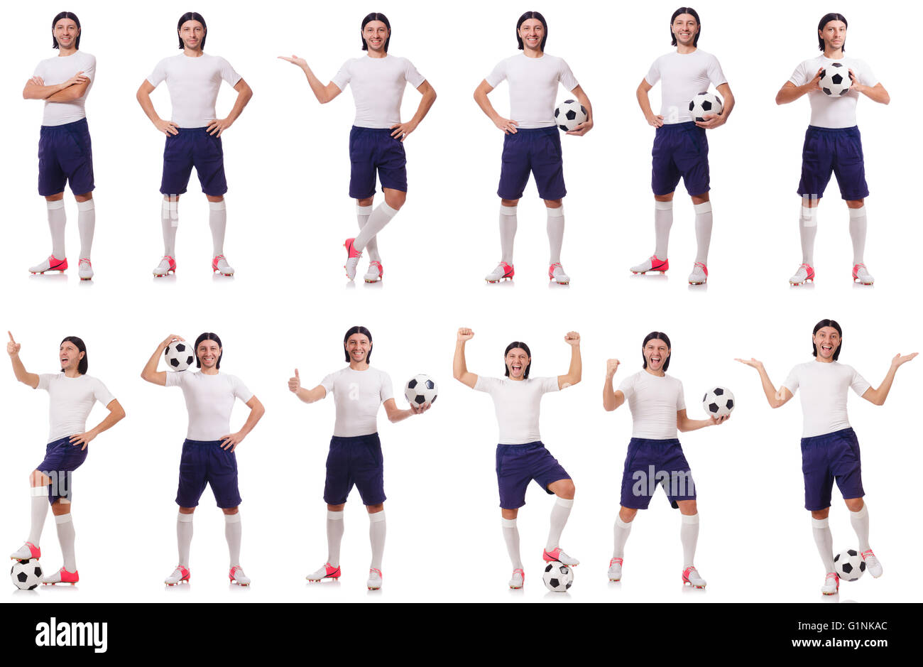 Young male football player isolated on white Stock Photo - Alamy