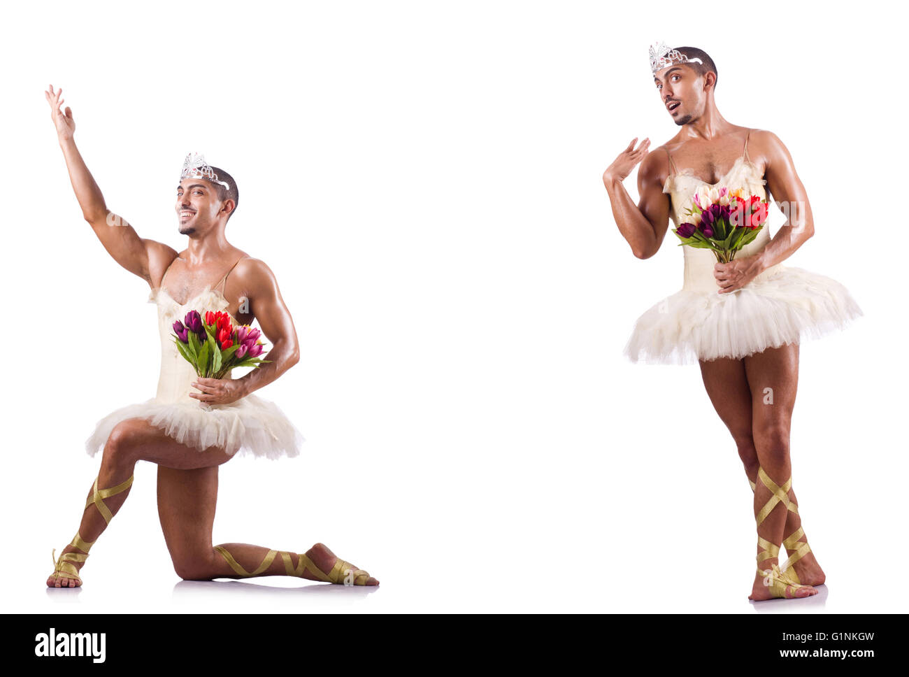 Man in ballet tutu isolated on white Stock Photo - Alamy