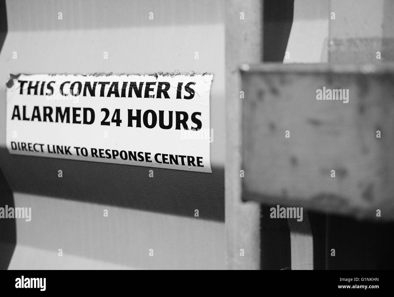 Detail of a typical shipping container locking system, showing the ...
