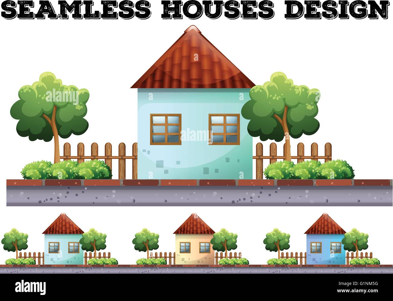 Seamless house design on the road illustration Stock Vector Image & Art ...