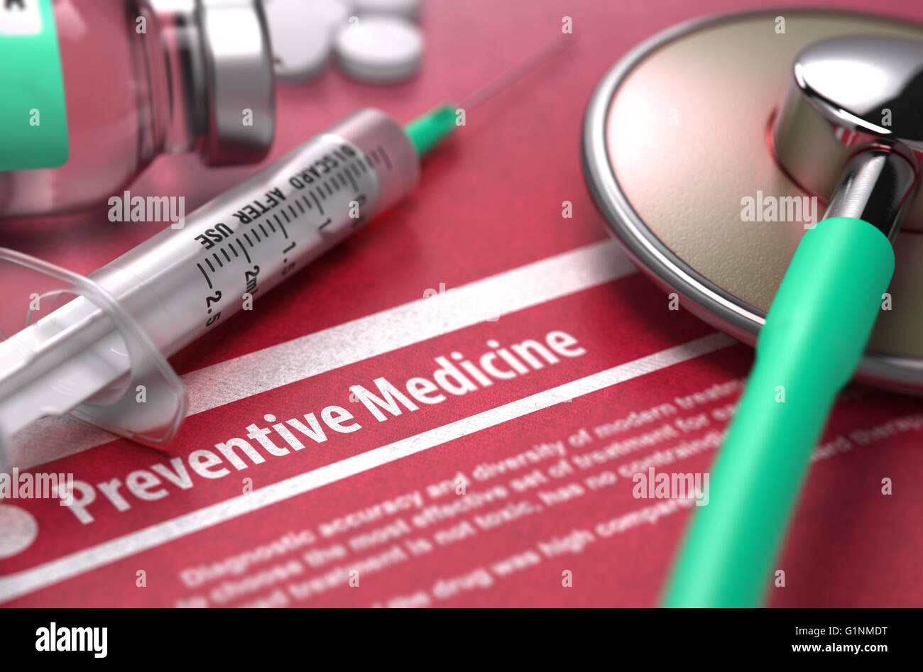 Preventive Medicine - Medical Concept on Red Background with Blurred ...