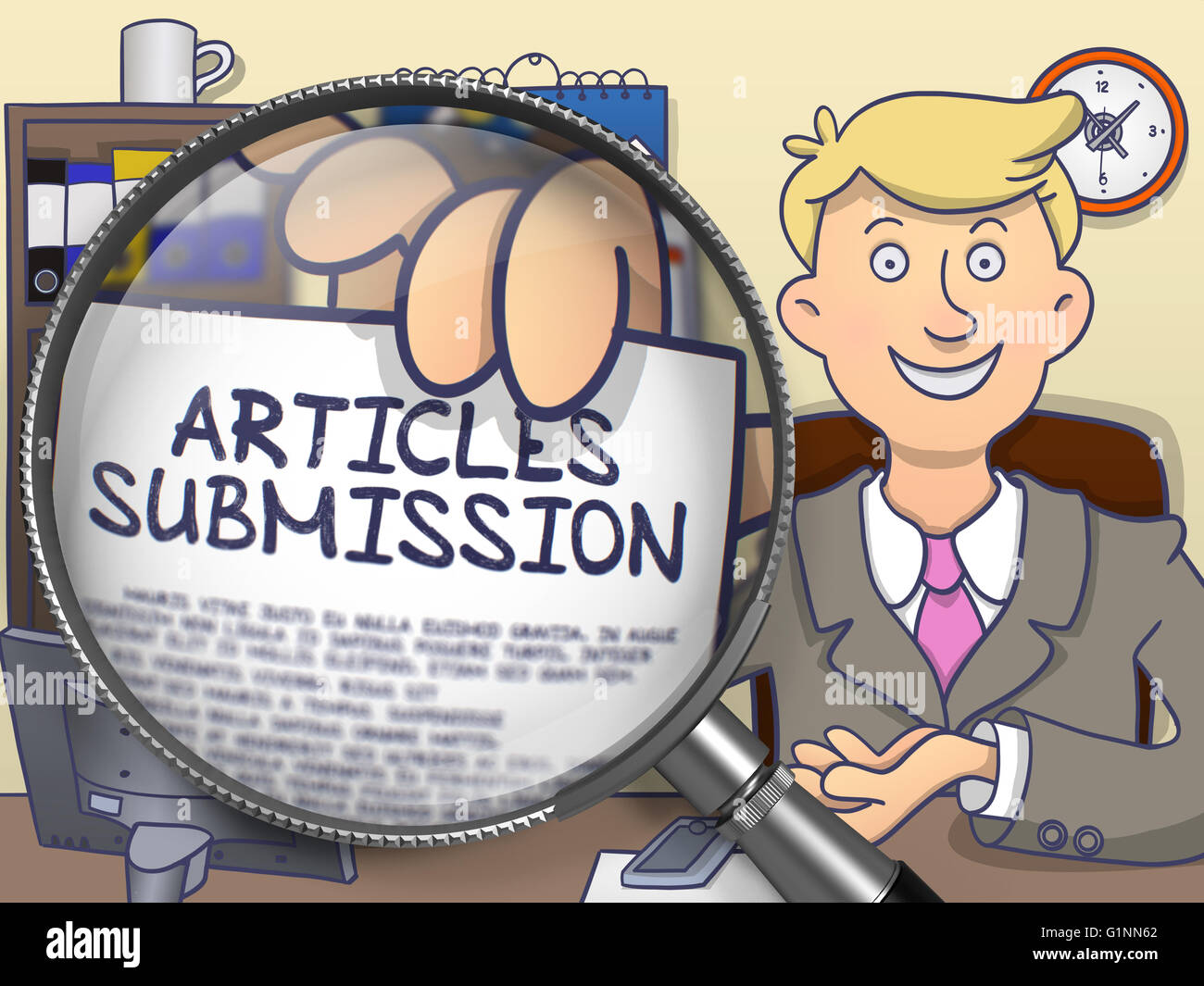 Articles Submission through Lens. Doodle Design Stock Photo - Alamy