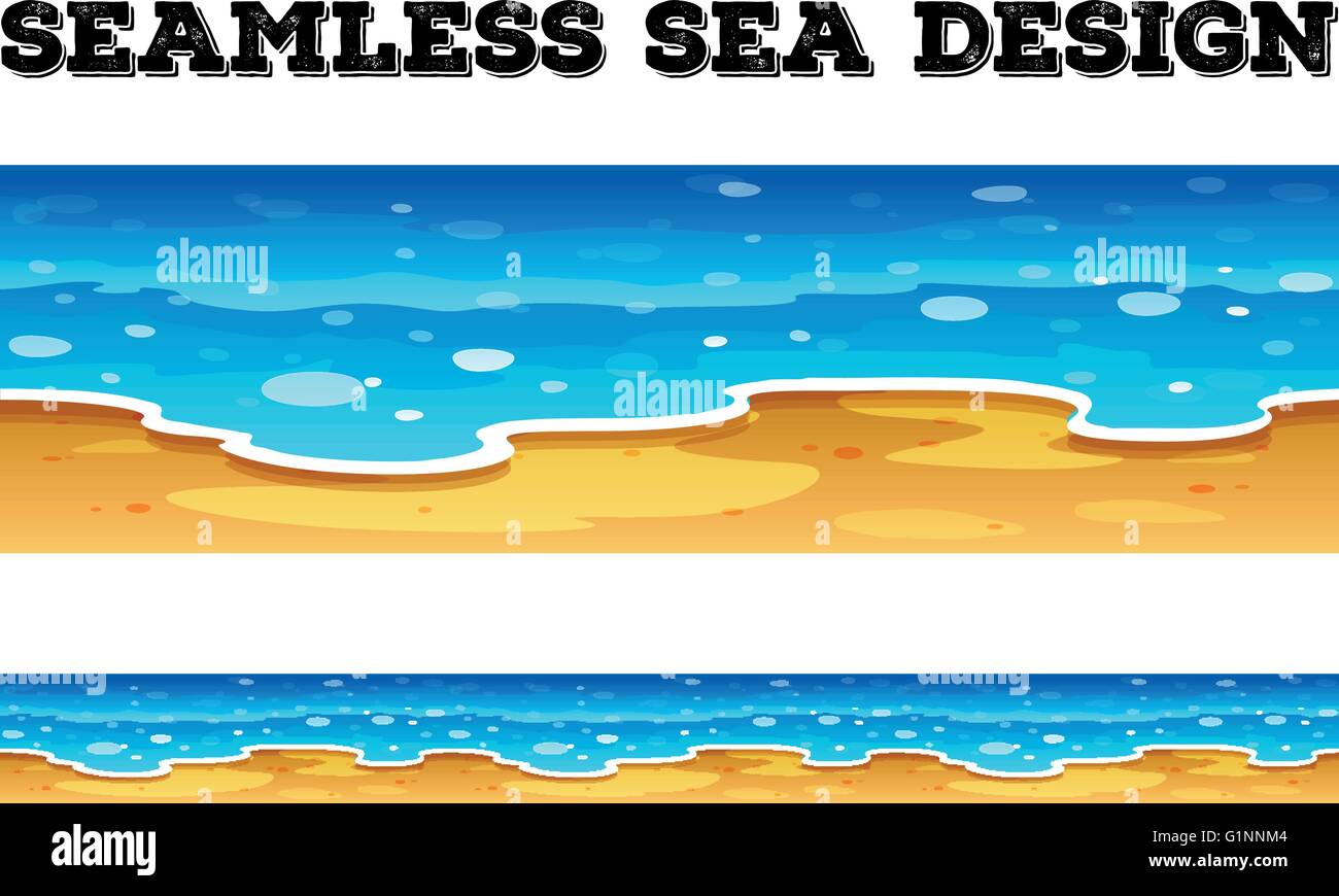 Seamless background design with blue ocean illustration Stock Vector ...